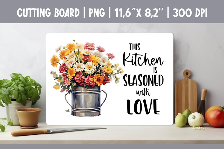 Farmhouse Kitchen Cutting Board Sublimation Design (3044683)