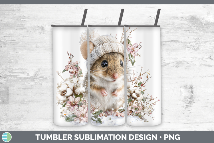 Mouse Farm Winter Knit Hat Tumbler Sublimation Design