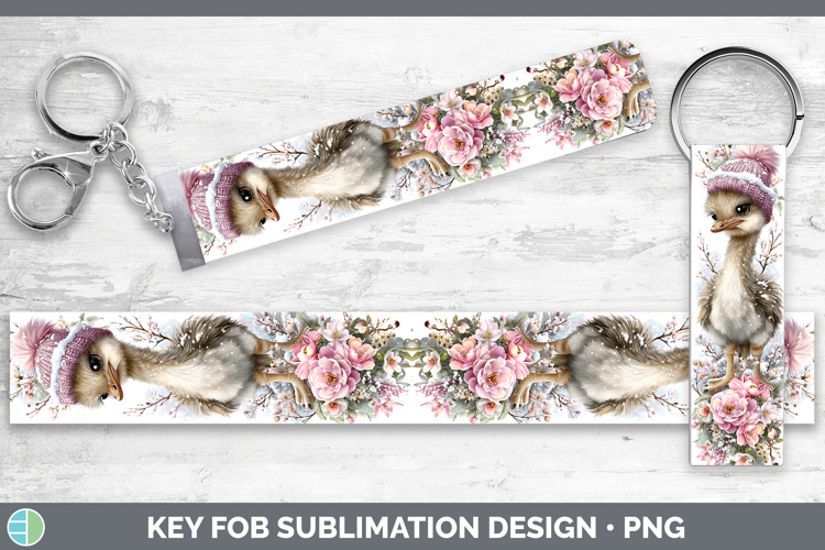 Ostrich Farm Winter Knit Hat Key Fob Sublimation Design