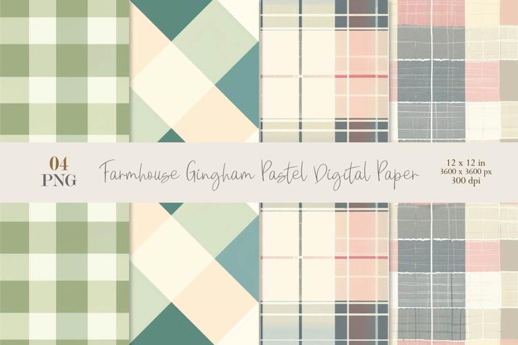 Farmhouse Gingham Pastel Digital Paper (6548654)
