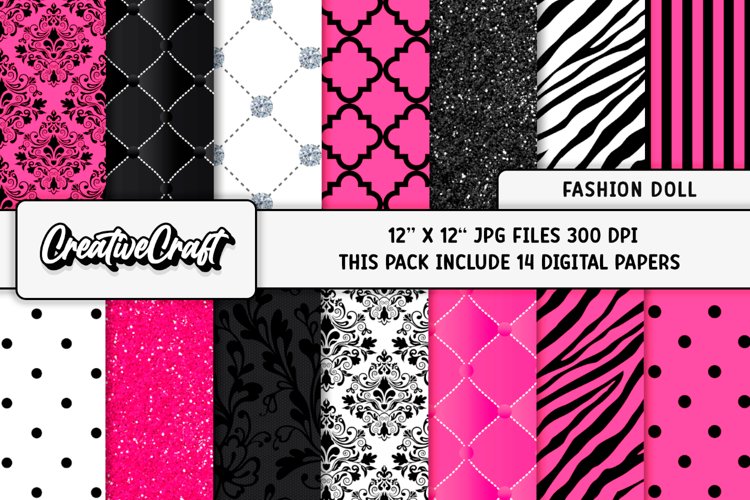 Fashion Doll Digital Papers, barbie scrapbook designs