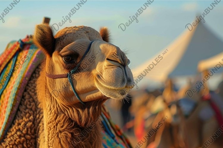 Majestic camel portrait at dusk