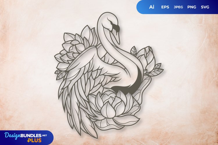 Detail Floral Swan Papercut SVG