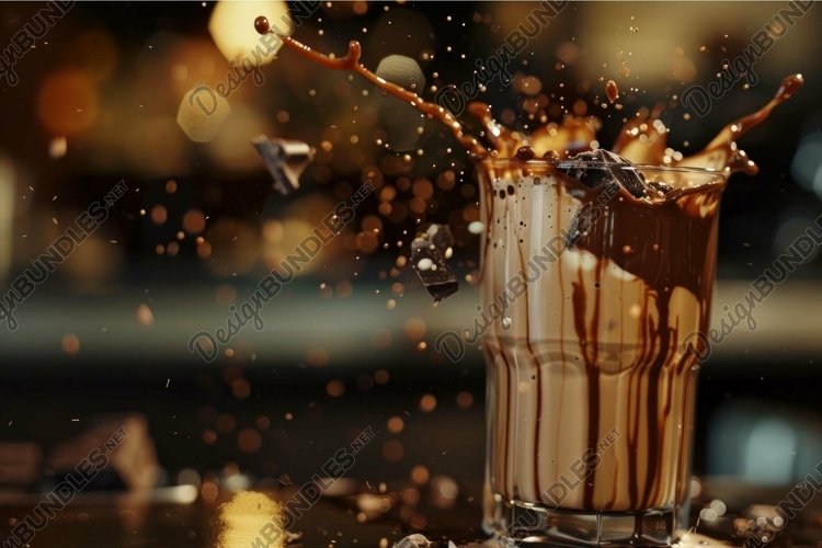 Chocolate milk splash in glass