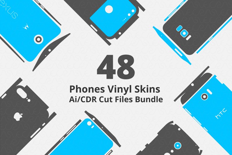 48 Phones Vinyl Skins Bundle Ai/CDR Cut Files