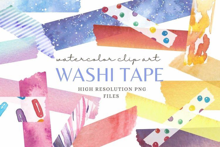 Washi Tape Watercolor Clip Art Set for Design Sublimation