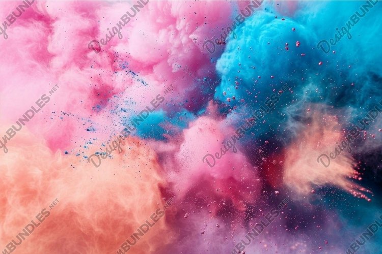 Vibrant image capturing the dynamic mix of pink and blue pow