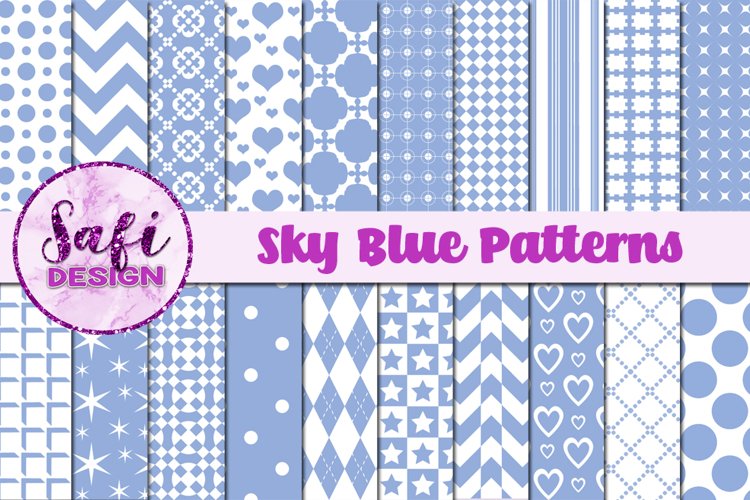 Sky Blue Digital Paper Patterns