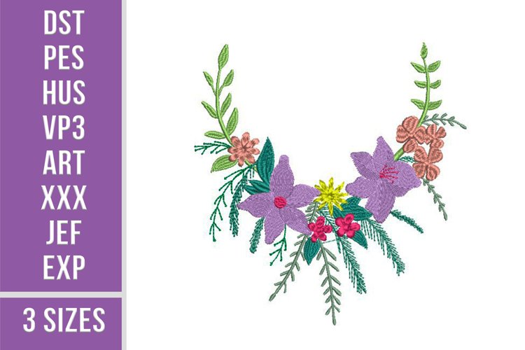 Spring Flowers Wreath - Embroidery design