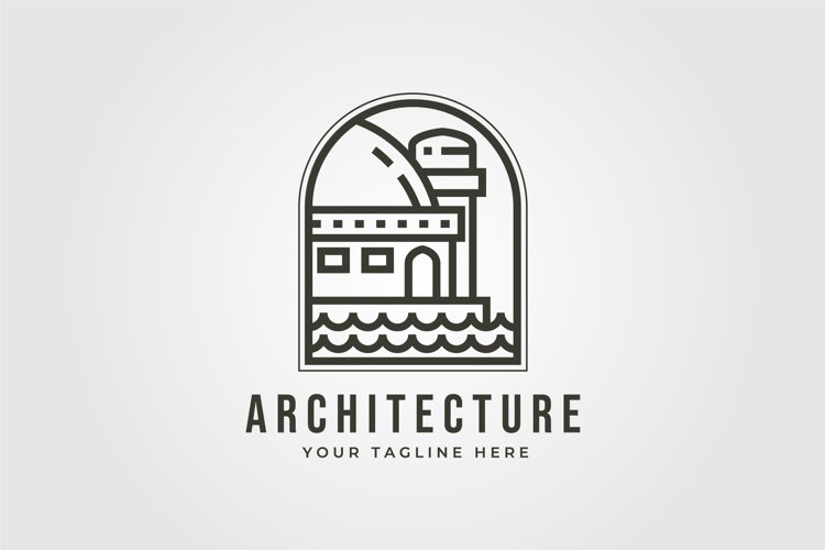 islamic symbol with sea logo vector emblem illustration