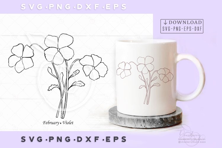 February Birth Month Flower Svg, Png / Violet SV286