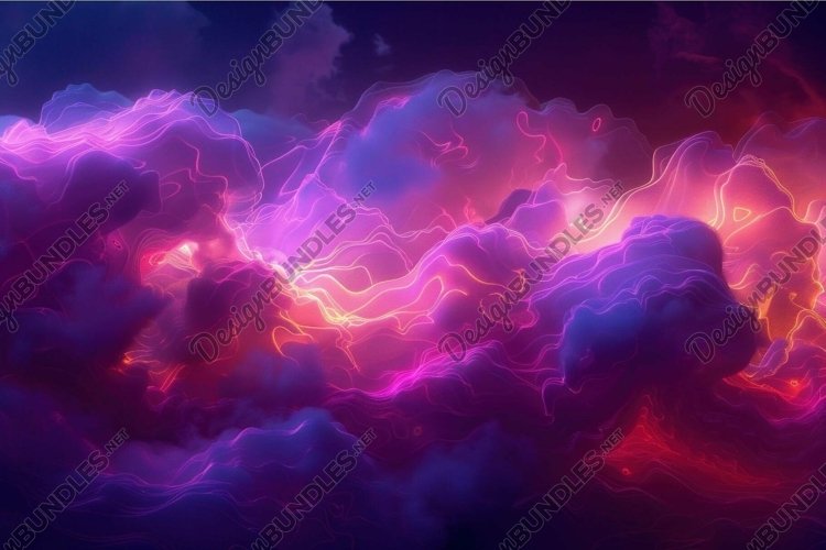 Abstract image depicting vibrant neon clouds with electric p