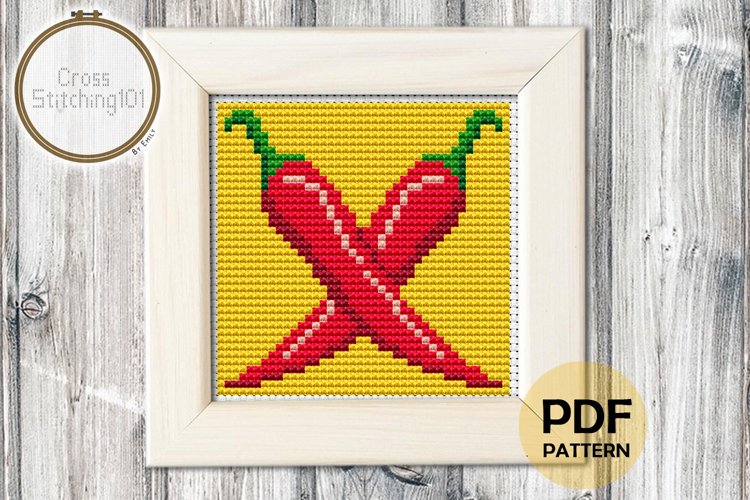 Red Chilly Cross Stitch Pattern - Instant Download PDF