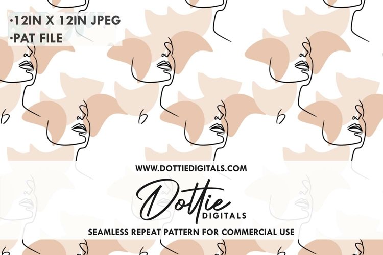 Female Faces repeat seamless pattern jpg pat file