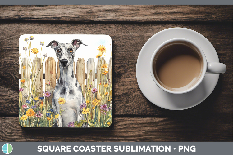 Fence Dogs 01 Greyhound Square Coaster Sublimation Coaster D