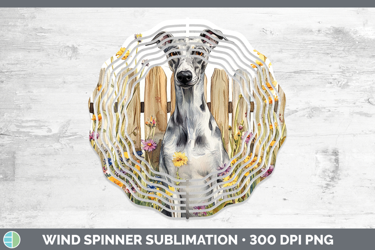 Fence Dogs 01 Greyhound Wind Spinner Sublimation Spinner Des