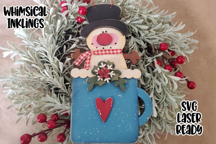 Festive Snowman Ornament Laser SVG