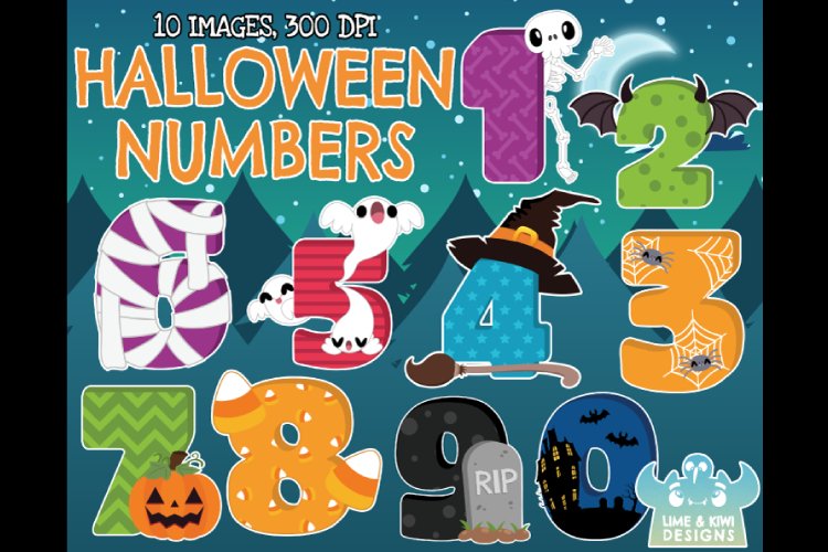Halloween Numbers Clipart, Instant Download Vector Art (346005 ...