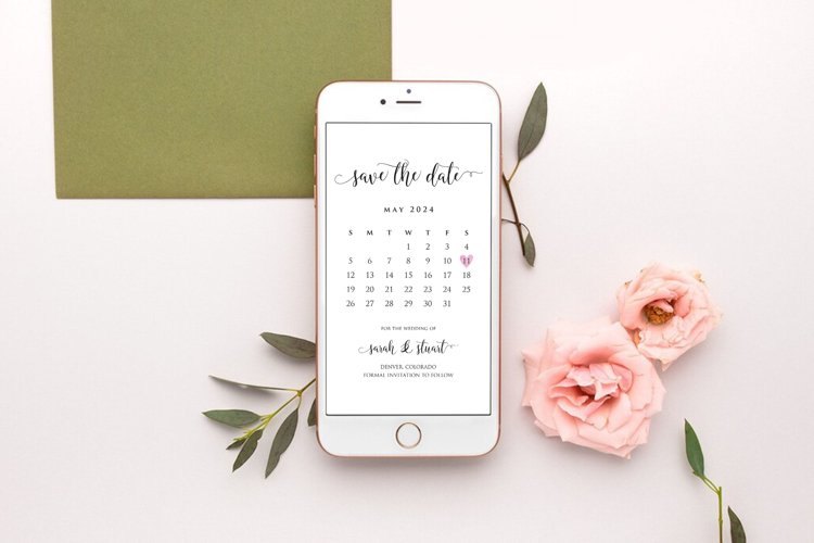 Calendar Digital Save the Date Template Electronic