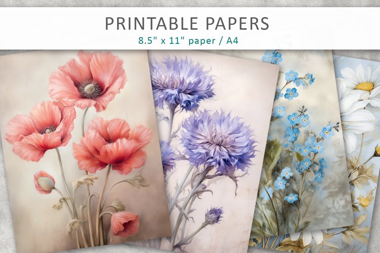 Floral Junk Journal Digital Papers (3631377)