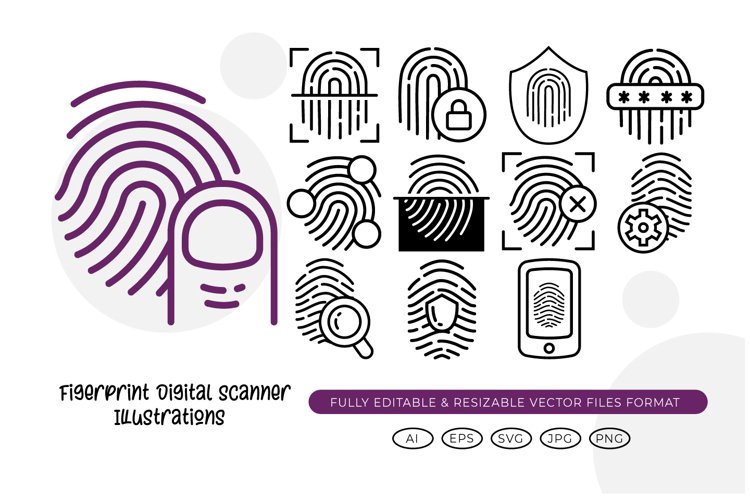 Fingerprint Digital Scanner Illustrations