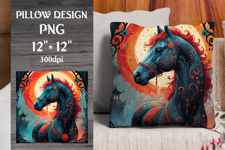 Fire Horse Chinese Zodiac Pillow Design
