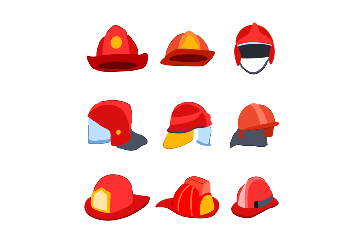 firefighter helmet set cartoon (6565546)
