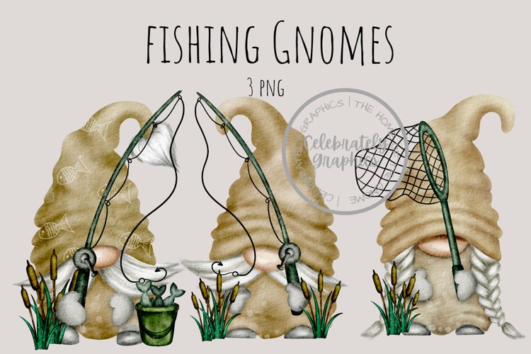 Fishing Gnomes Clipart PNG (1456735) | Illustrations | Design Bundles