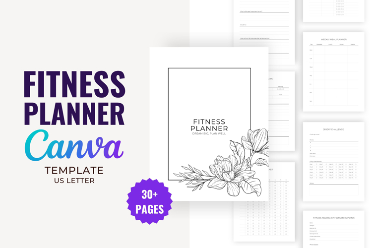 Fitness Planner | Editable Canva Template