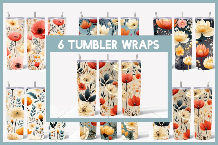 6 3D Tumbler Wrap 3D Seamless Flowers I Tumbler (2665303)