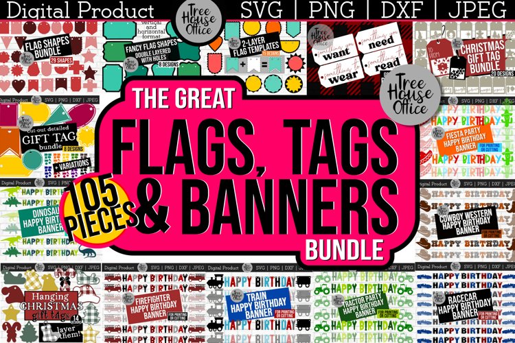 Flags Tags and Banners SVG Bundle, Mega Bundle Cricut SVGs
