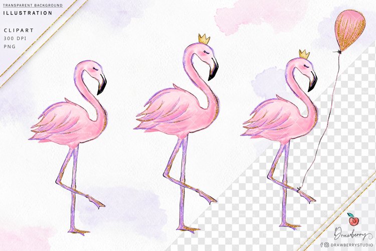 Pink Flamingo Clipart Watercolor Flamingo Png Glam Tropical