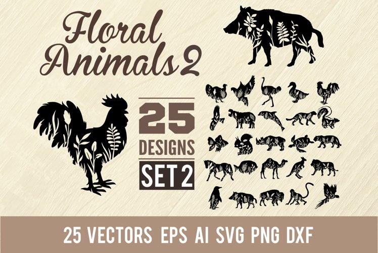 Floral Animals 2 - BUNDLE 25 SVG - Cut Files bundle