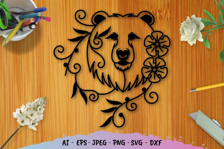 Floral Bear Papercut SVG