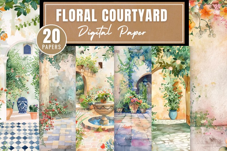 Floral Courtyard Digital Paper Bundle