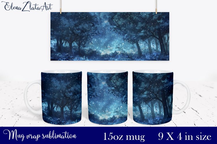 Watercolor forest Mug Sublimation, Forest Design (3548083)