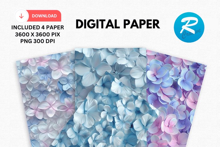 Floral Digital Paper, Flowers Background