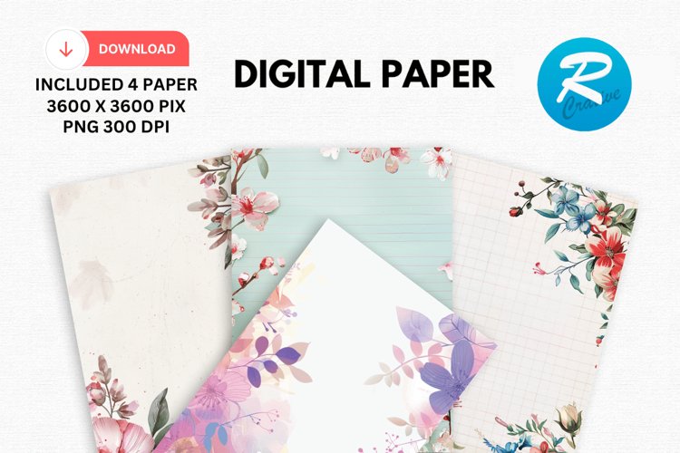 Floral Digital Paper, Flowers Background