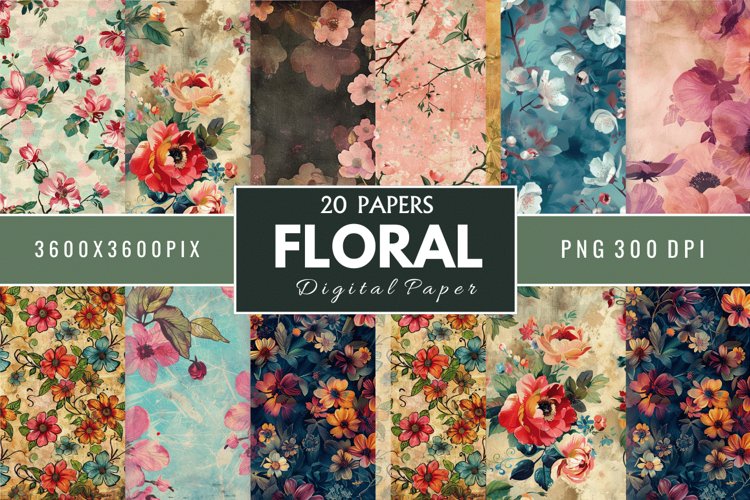 Floral Digital Paper Bundle