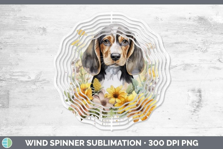 Floral Dog English Coonhound Dog Wind Spinner Sublimation Sp