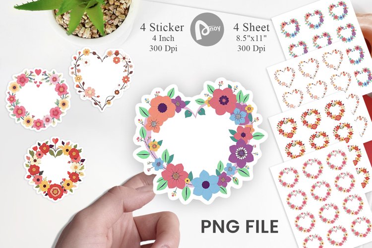 Floral Heart Sticker (5098644)