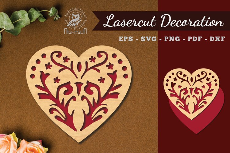 Floral Heart Laser Cut Decoration (5126110)
