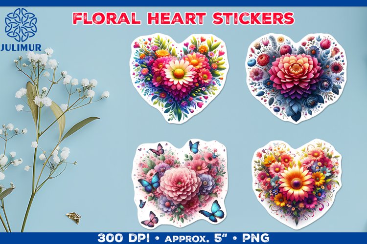Charming Floral Heart Stickers for Scrapbooking & (4859589)