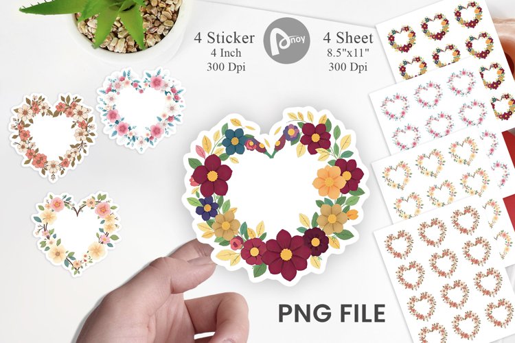 Floral Heart Sticker (5098677)
