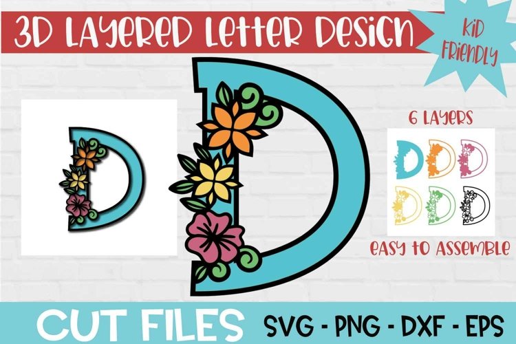 Floral Letter D 3d Layered Paper Craft