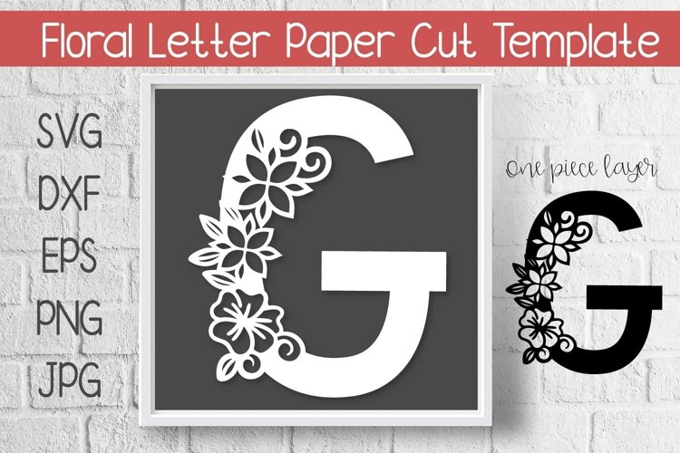 Floral Letter G Paper Cut Template