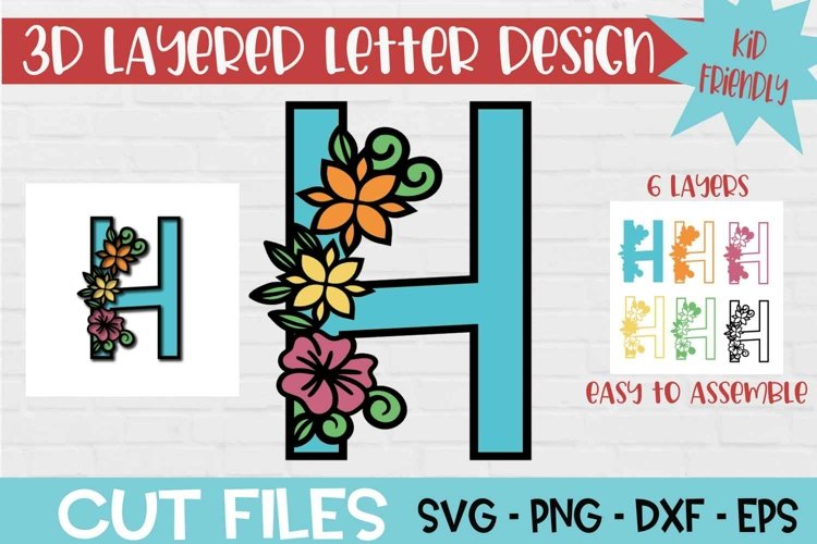 Floral Letter H 3d Layered Paper Craft
