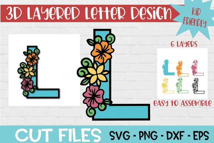Floral Letter L 3d Layered Paper Craft