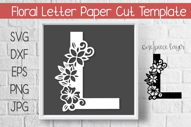 Floral Letter L Paper Cut Template