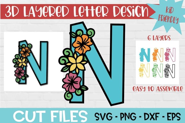 Floral Letter N 3d Layered Paper Craft